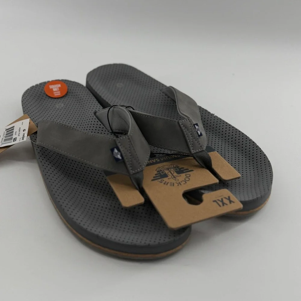 Dockers | Shoes | New Dockers Mens Xxl 4 Thong Sandals Gray Perforated ...